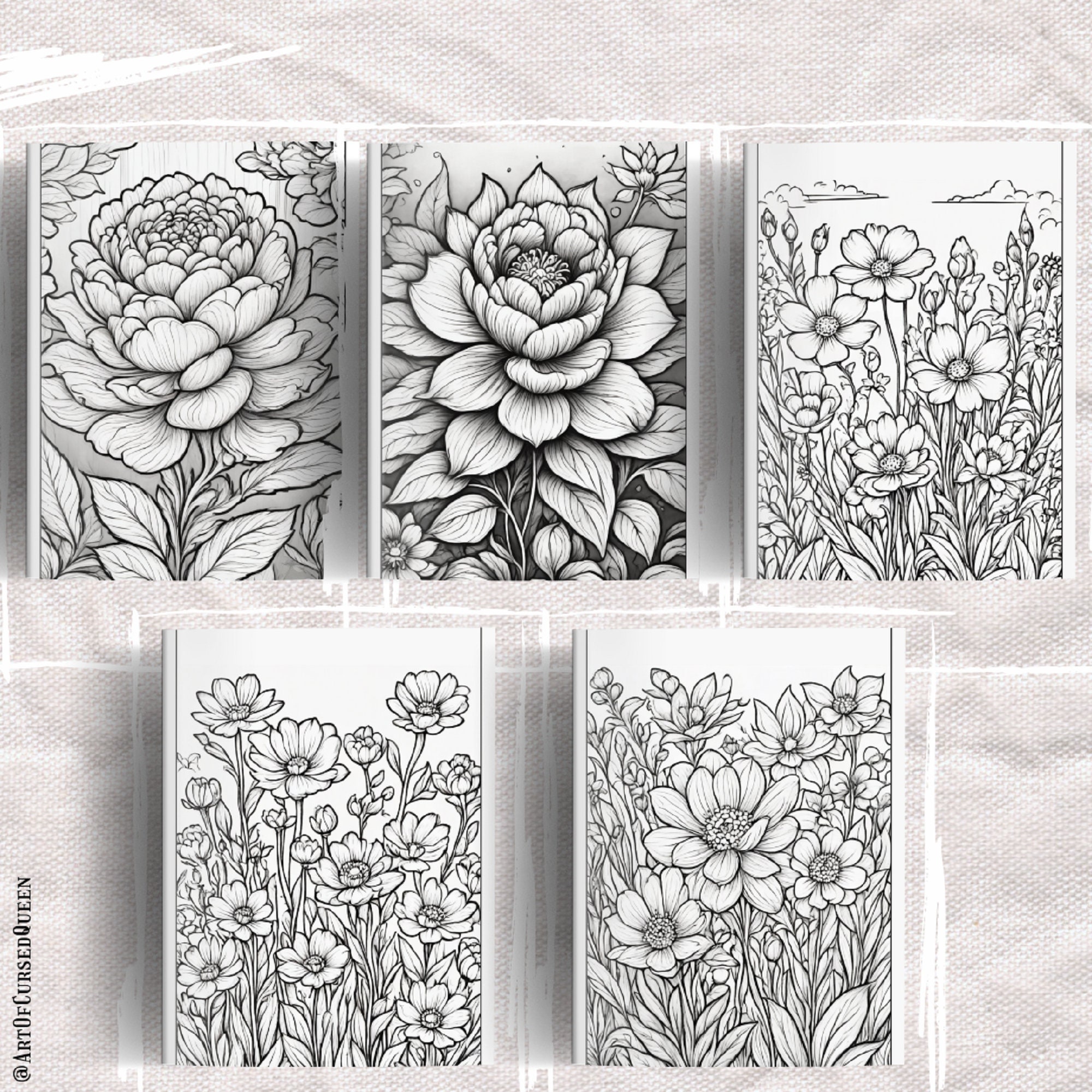 Coloring Book: My Beautiful Flowers by Cursedqueen - Etsy