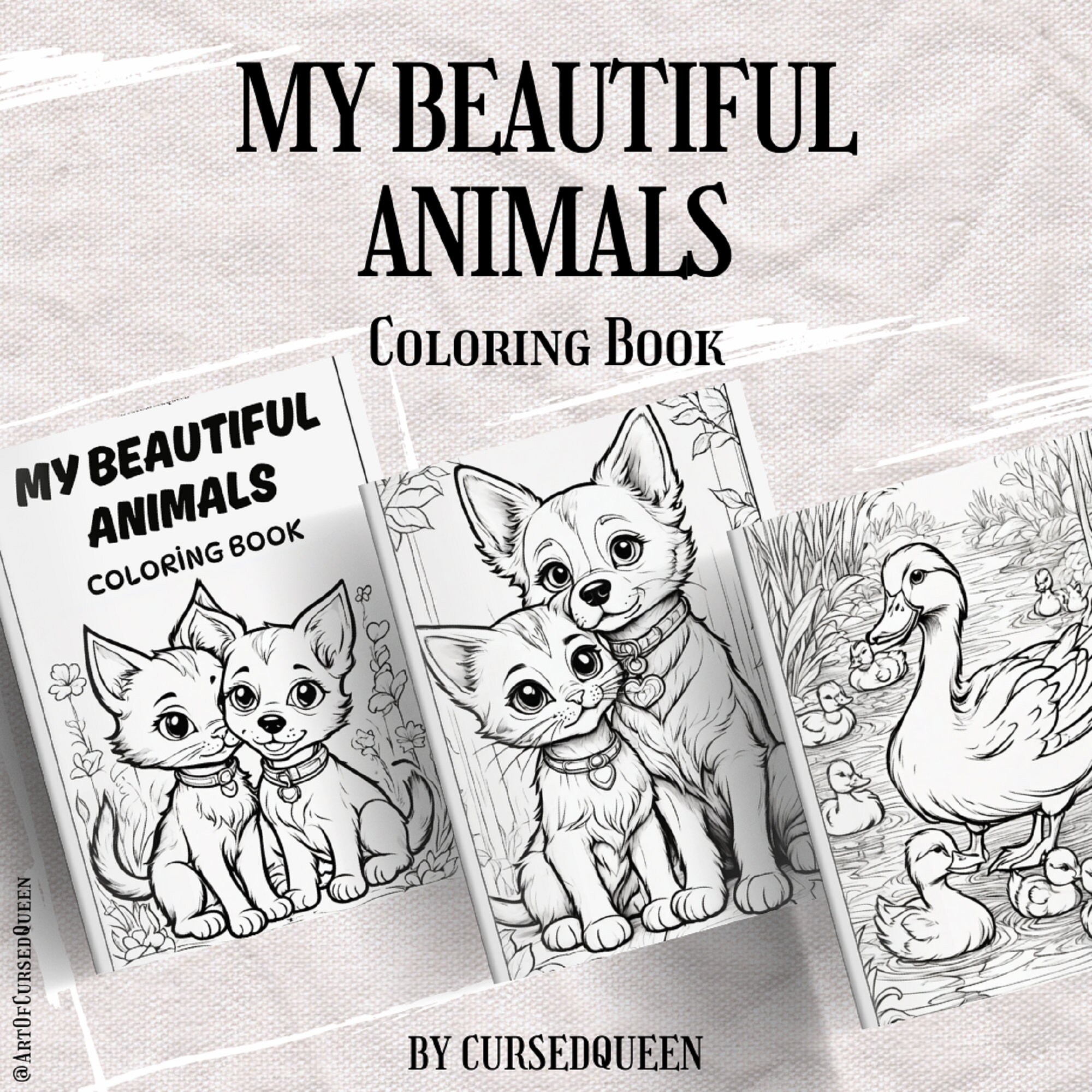 Coloring Book: My Beautiful Animals by Cursedqueen - Etsy