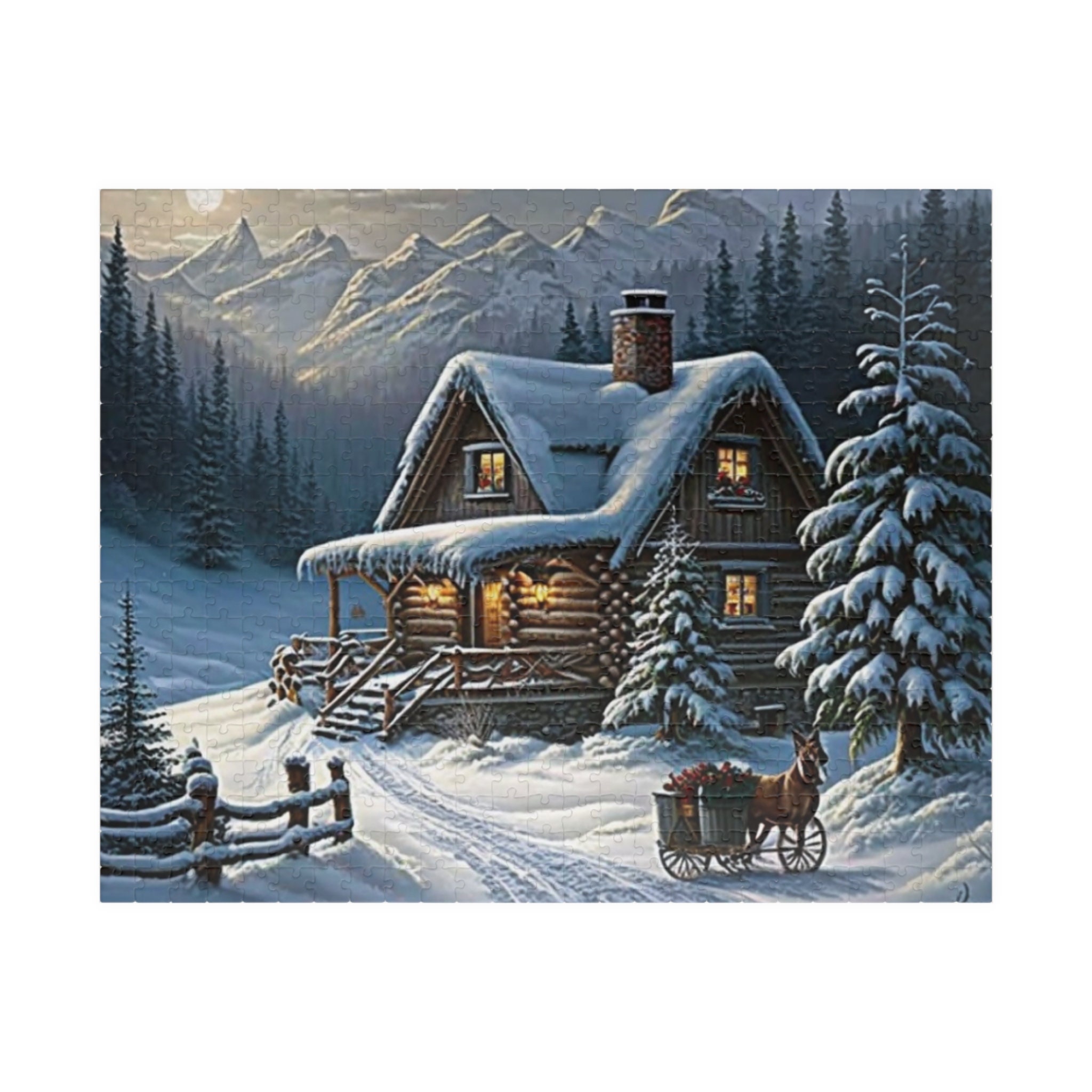 Winter Snow Log Cabin Jigsaw Puzzle - Etsy