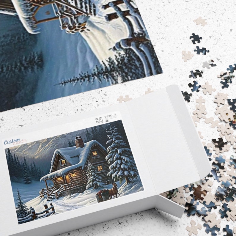 Winter Snow Log Cabin Jigsaw Puzzle - Etsy