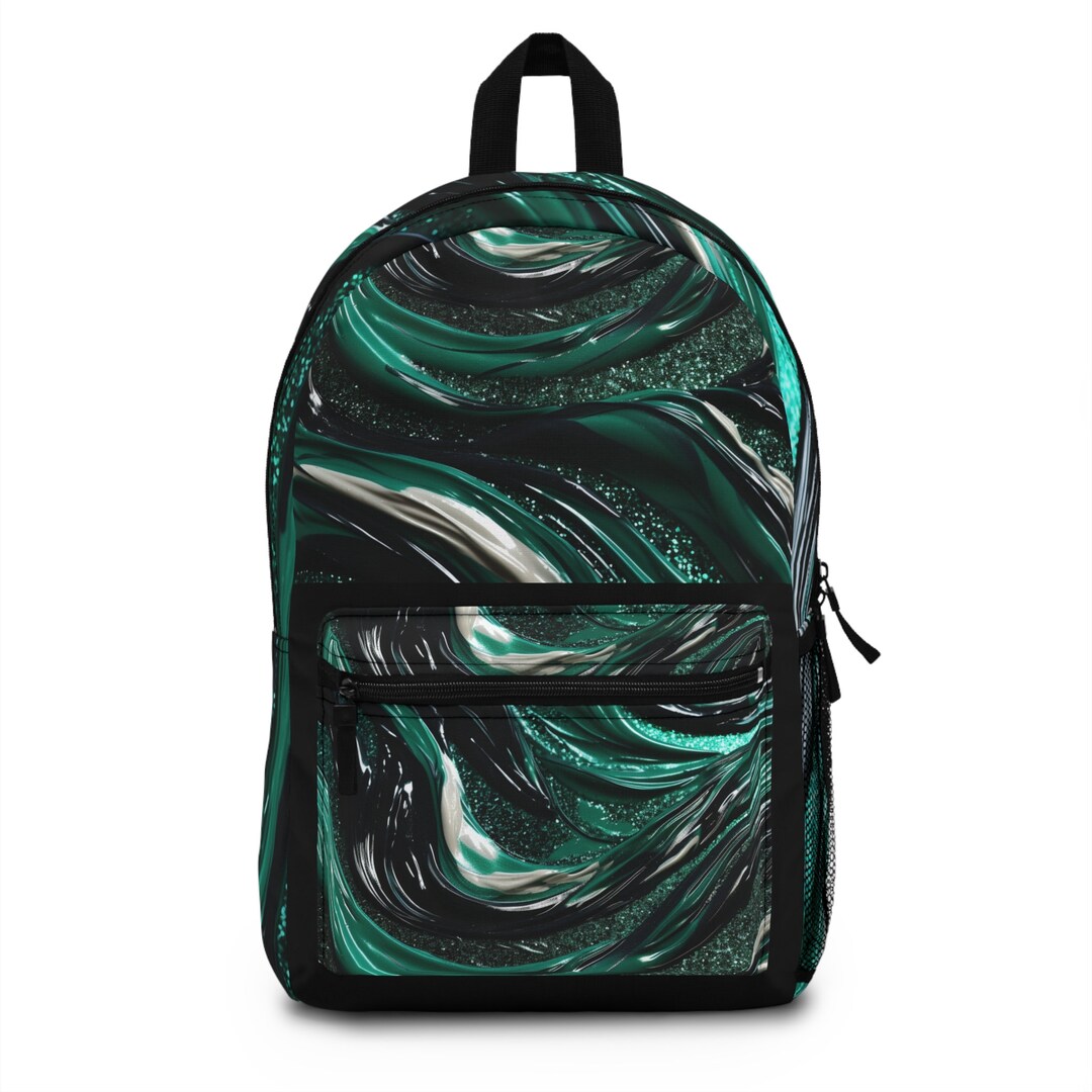 Emerald and Black Swirl Backpack - Etsy