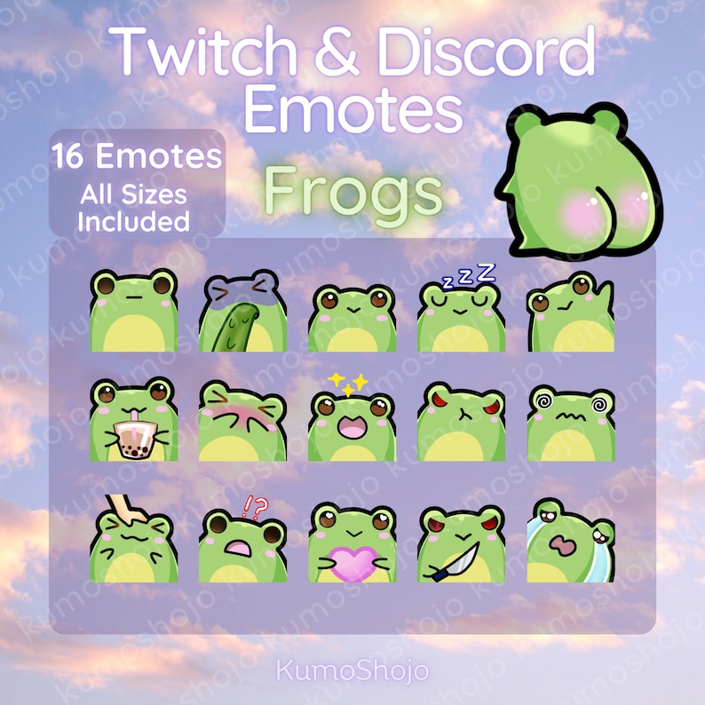 Cute Frog Emotes | Kawaii Twitch / Discord / Youtube Emotes / Stickers ...