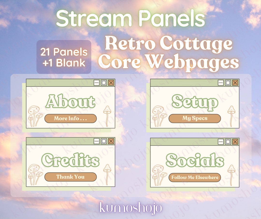 Twitch Stream Panels Cottage Core Mushroom Retro Webpage Window - Etsy