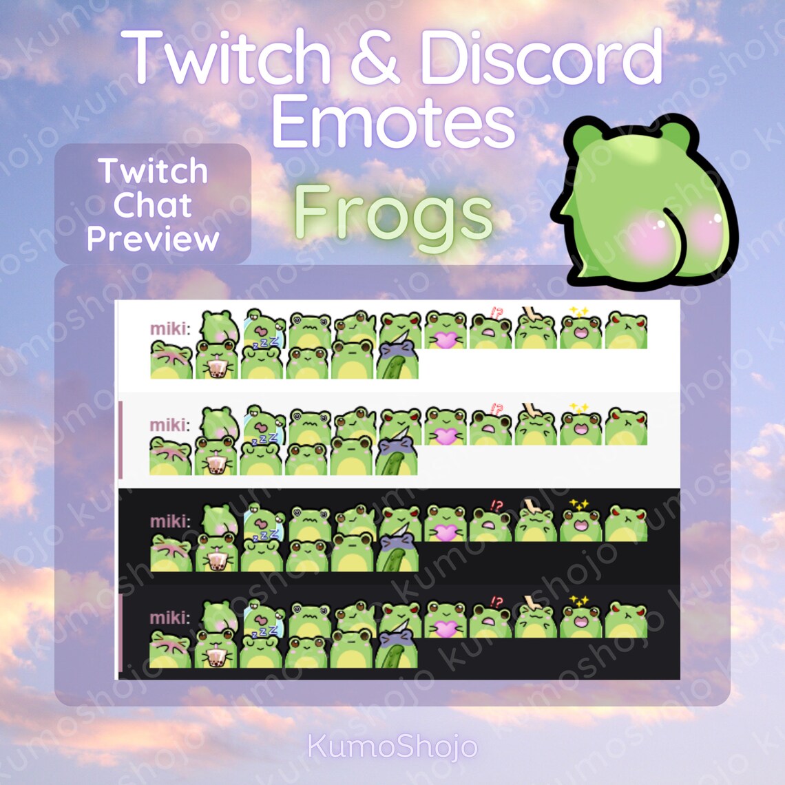 Cute Frog Emotes | Kawaii Twitch / Discord / Youtube Emotes / Stickers ...