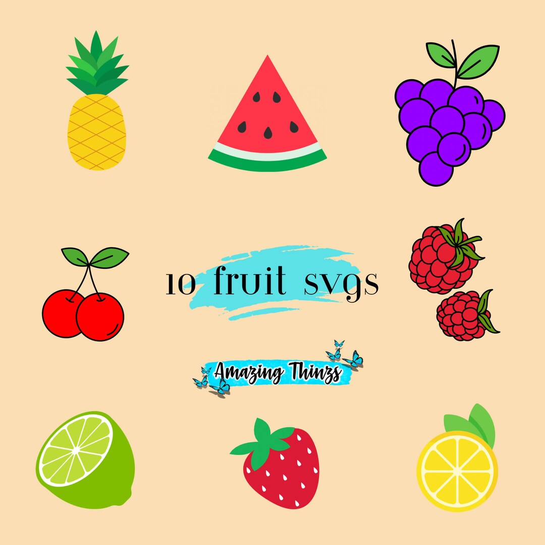Fruit Bundle SVG, Summer Designs, Fruit Files, Tropical Fruit Svg ...