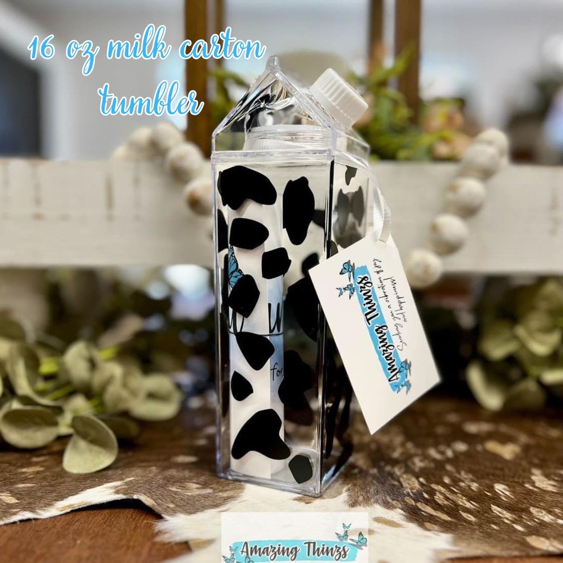 Cow Print Milk Carton, Milk Carton, Cow Print Designs, 16oz Milk Carton ...