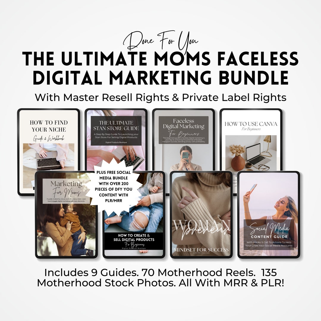 Faceless Marketing Bundle for Moms With Master Resell Rights | Digital ...