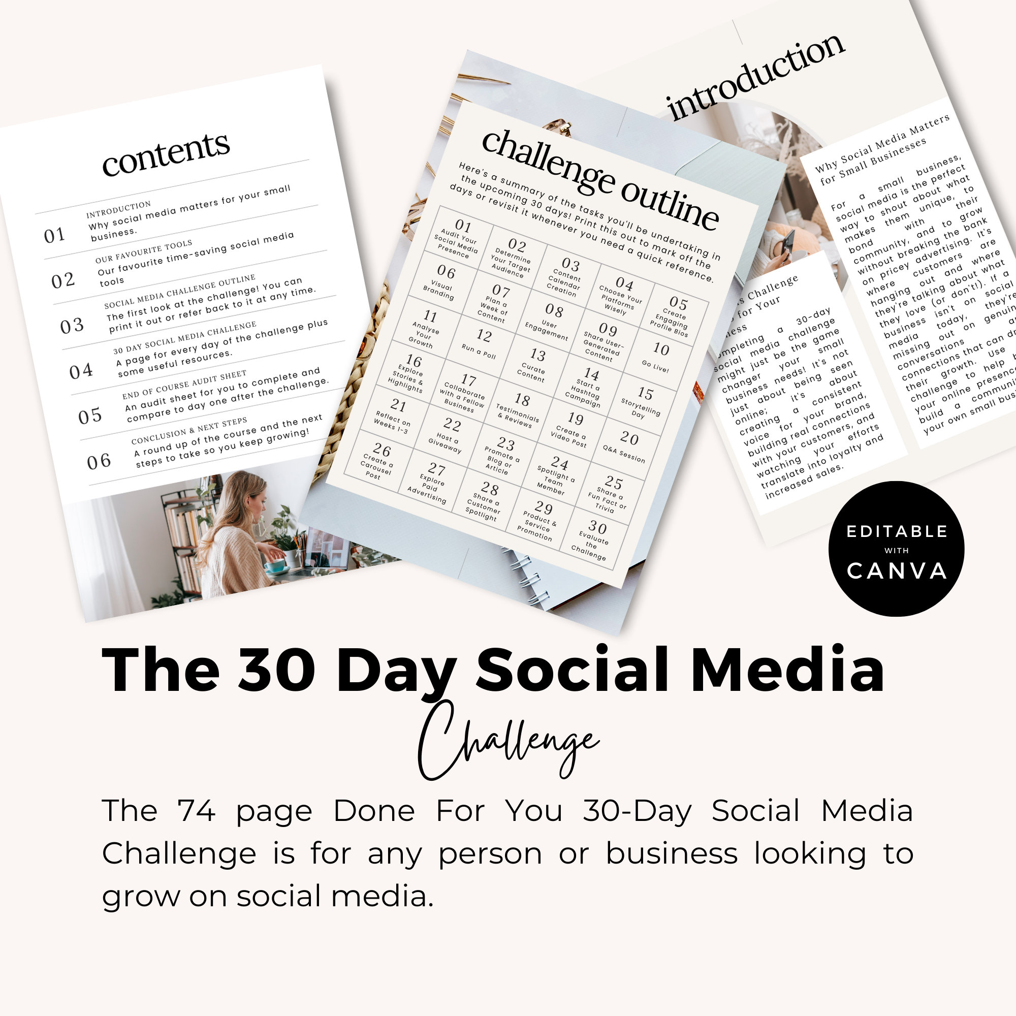 30 Day Social Media Challenge With Master Resell Rights | Social Media Planner | Content Planner ...