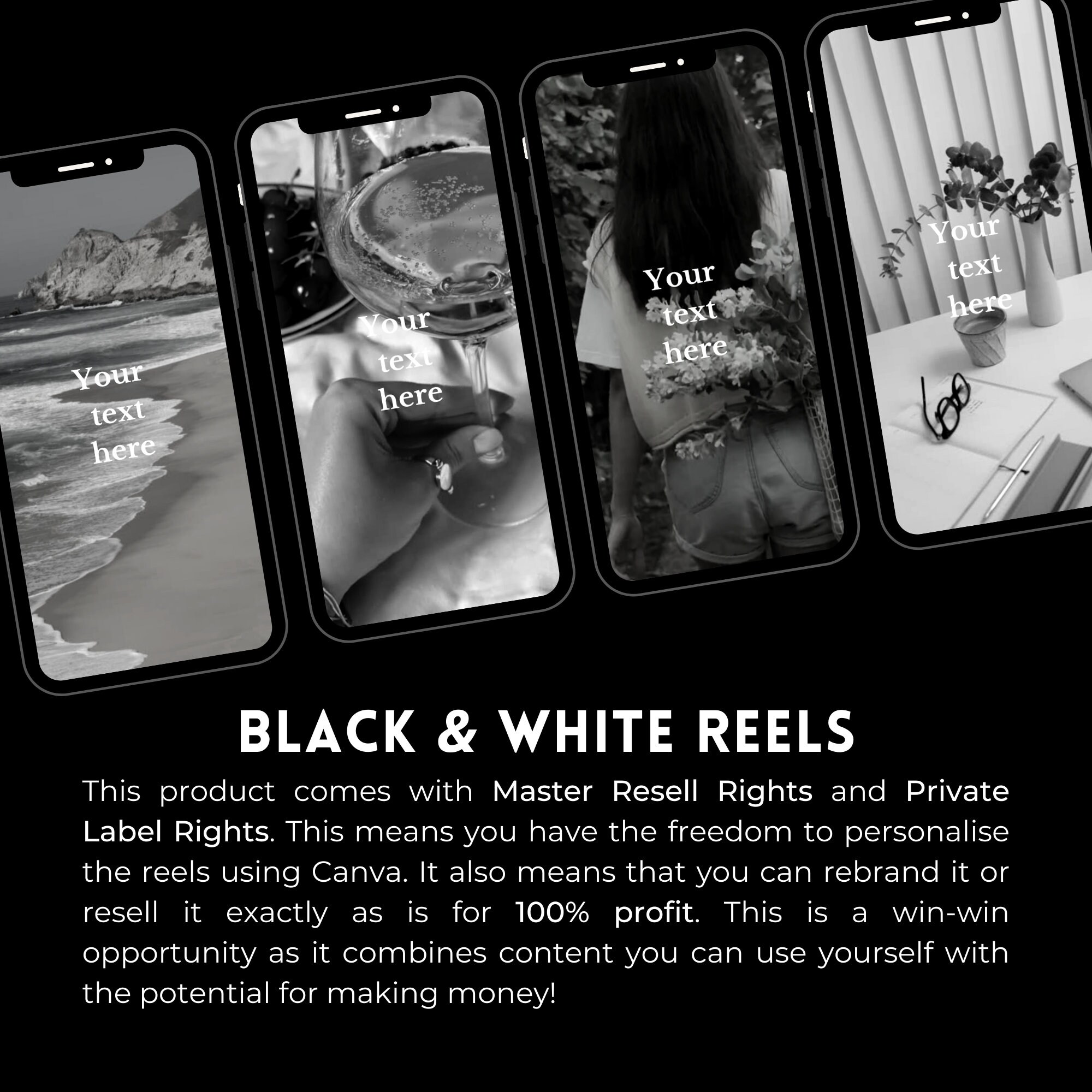 70 Black and White Faceless Reels With Master Resell Rights (MRR) and ...