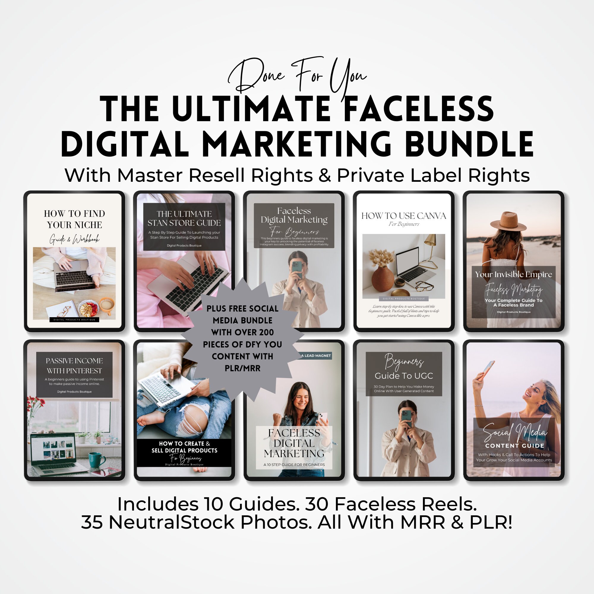 Faceless Digital Marketing Guide Bundle With Master Resell Rights Digital Marketing PLR Done for ...