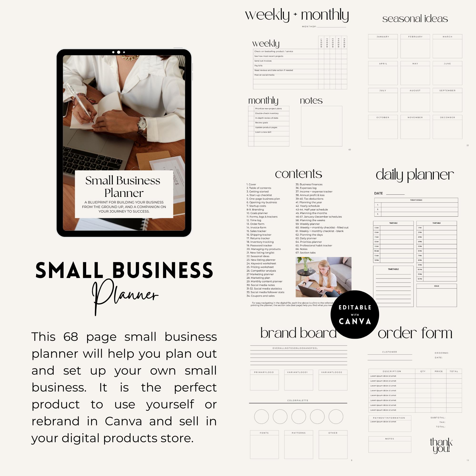 Small Business Planner: Canva Ebook Template (MRR/PLR Digital Product ...