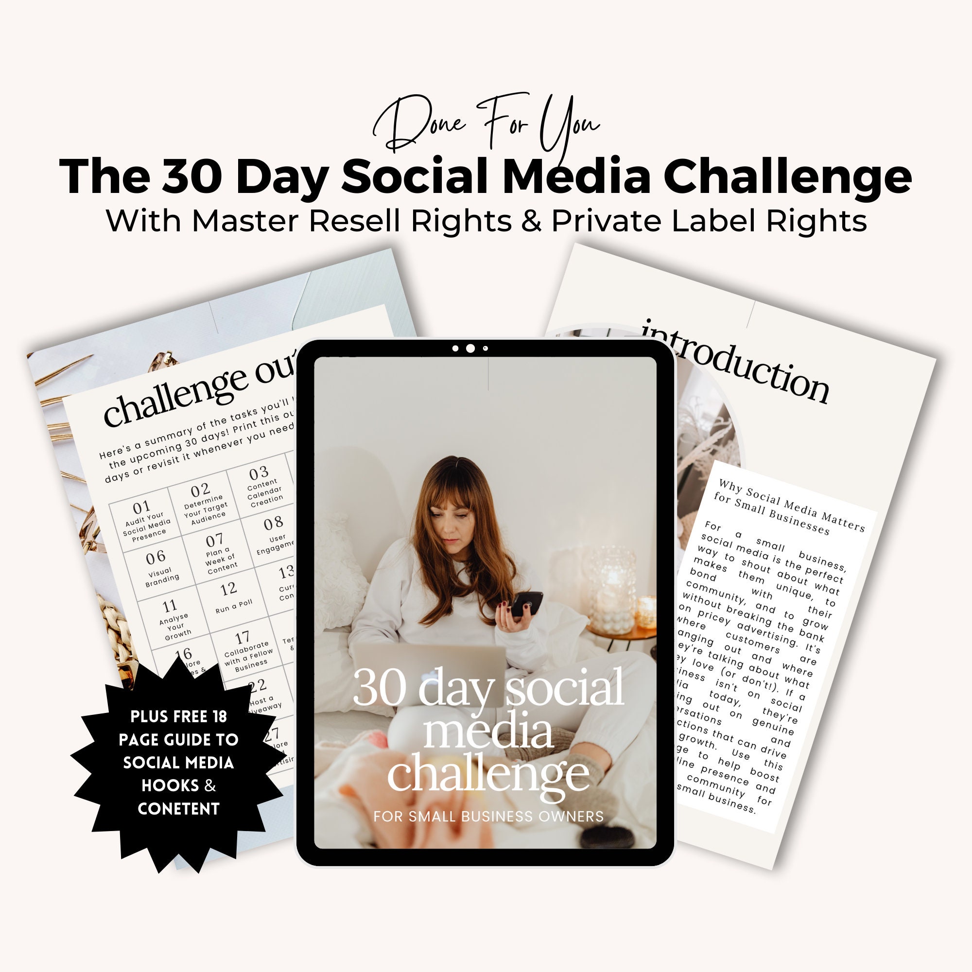 30 Day Social Media Challenge With Master Resell Rights | Social Media Planner | Content Planner ...