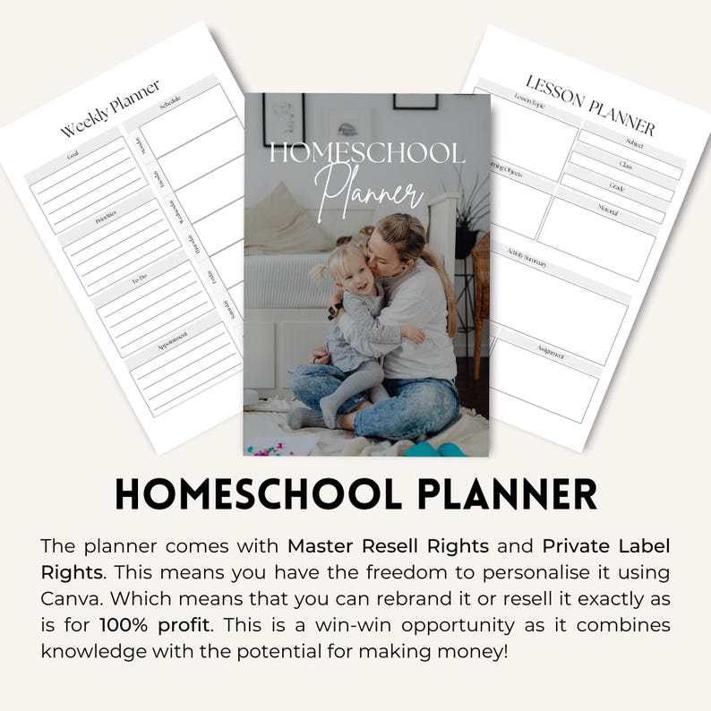 Homeschool Planner Bundle: Editable Canva Templates, MRR PLR (digital ...