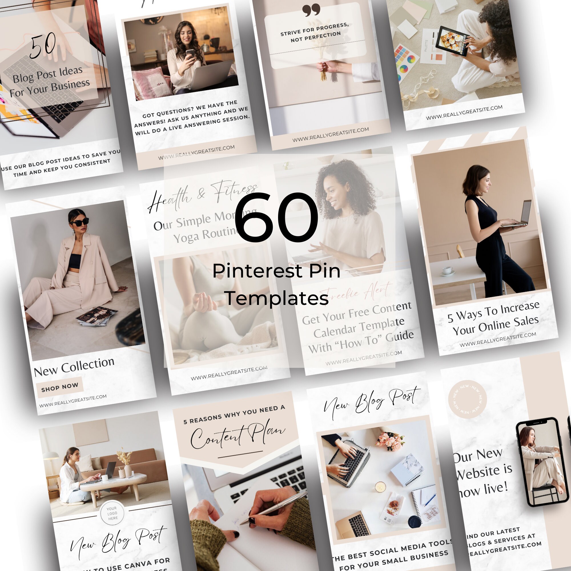 Pinterest Pin Templates | 60 Canva Designs, MRR PLR (digital Download ...