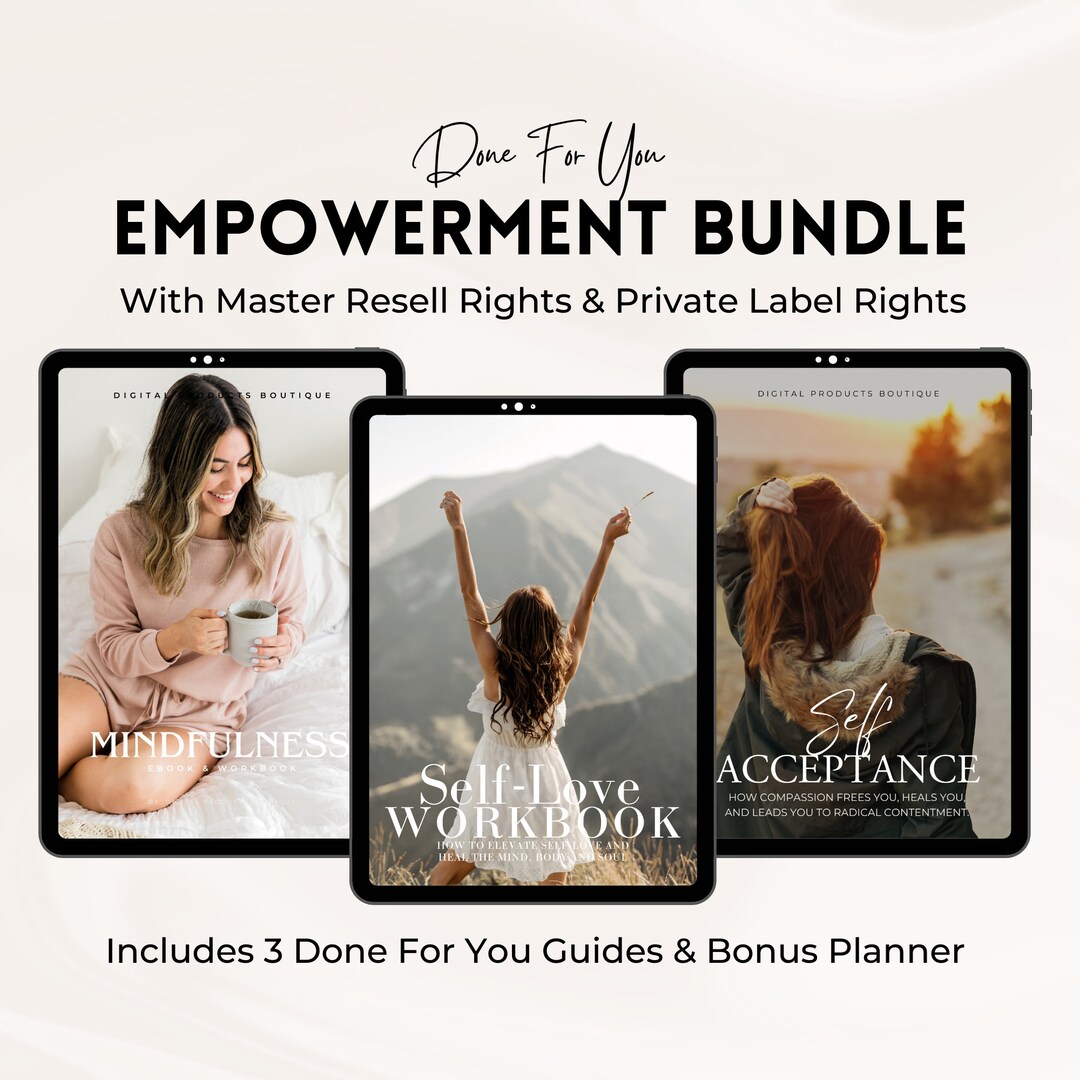 Empowerment Bundle: Self-love, Mindfulness, Acceptance Guides (MRR PLR ...