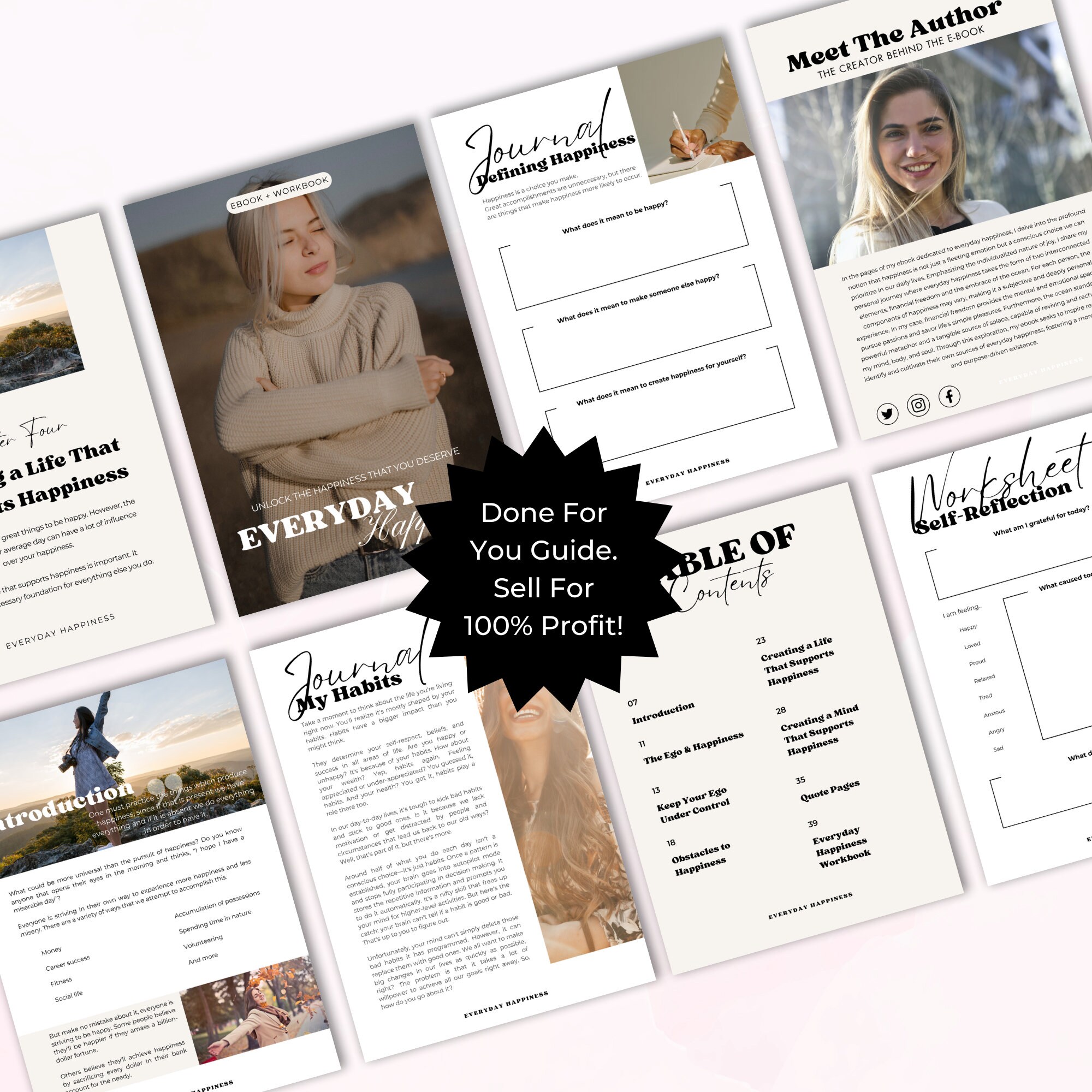 Everyday Happiness Guide With Master Resell Rights Editable PLR Canva ...