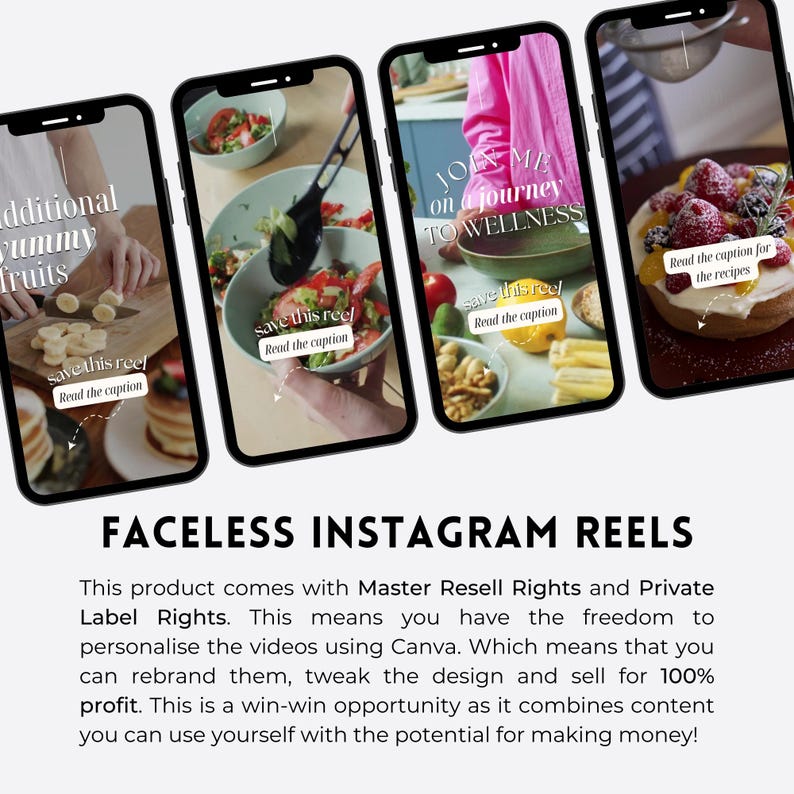 Food Instagram Reels | 30 Recipe Videos, MRR PLR (canva Editable) - Etsy