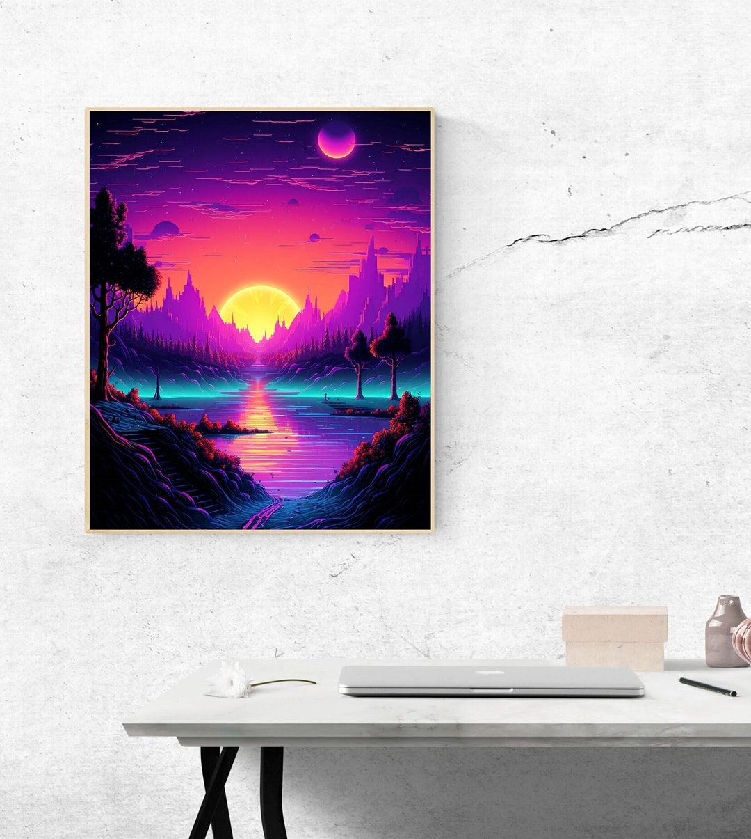 18"x24" Synthrise Retro Space Travel Poster, Cool Retro Poster, Retro ...