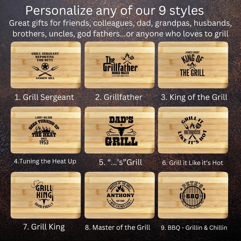 Personalized Master Grill King BBQ Cutting Board for Dad Griller ...
