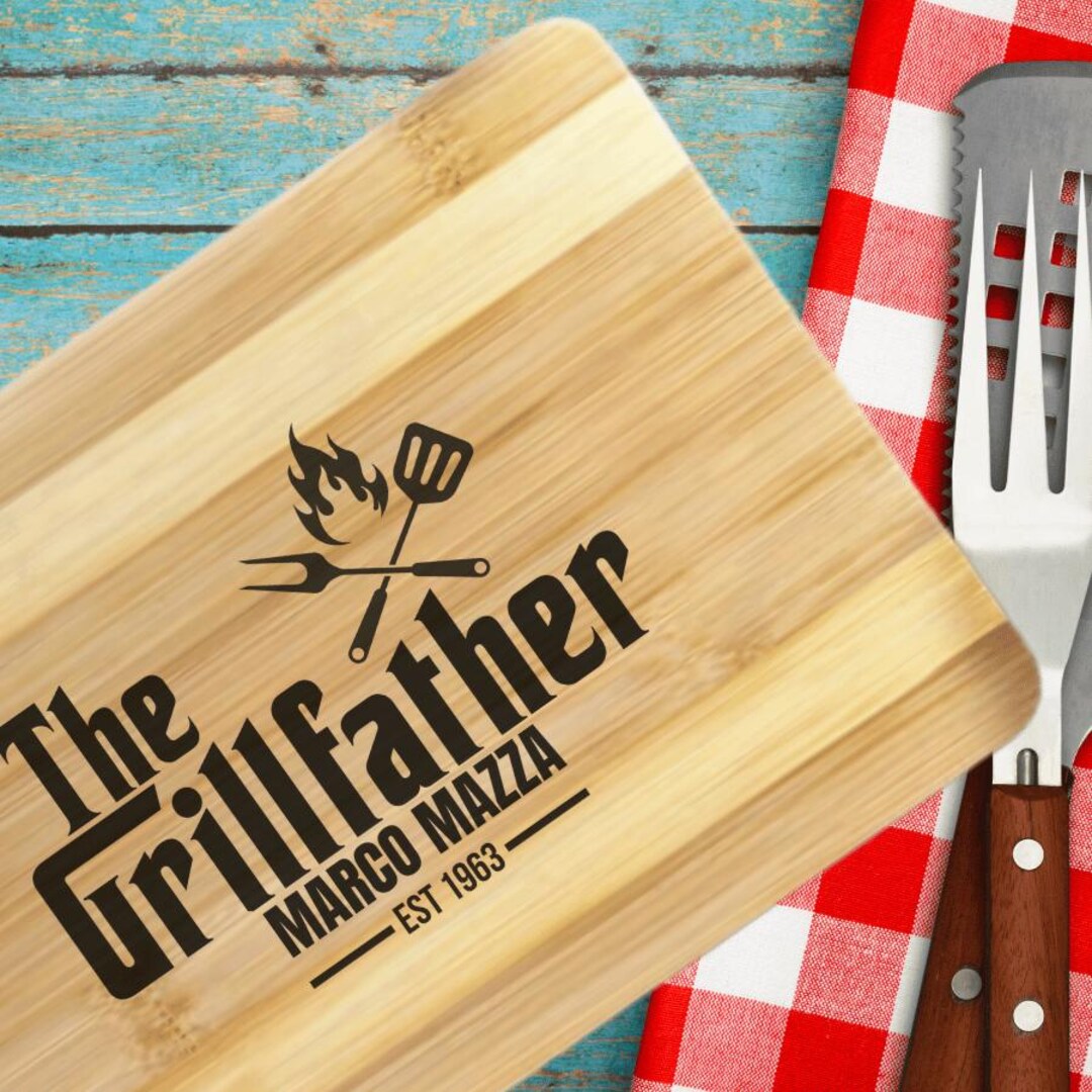 Personalized Master Grill King BBQ Cutting Board for Dad Griller ...