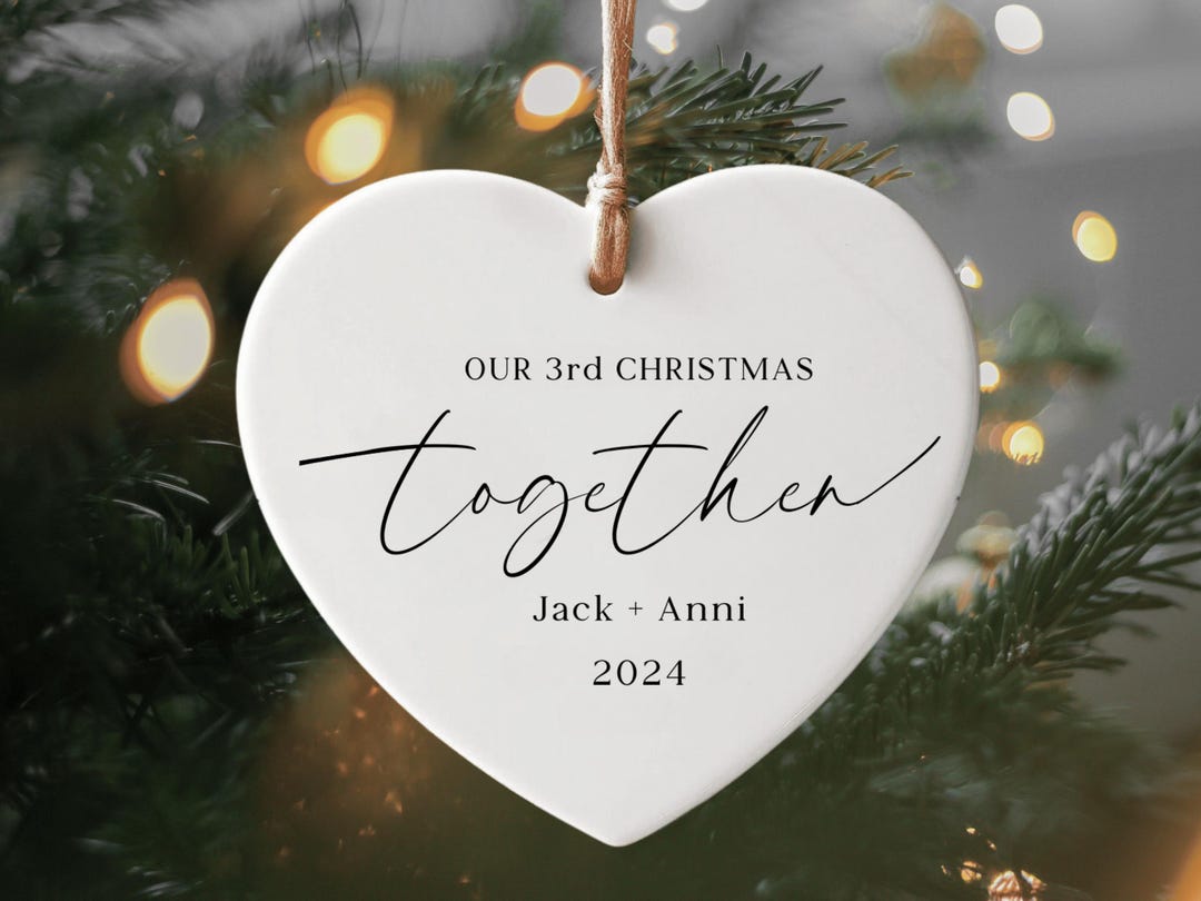 Personalized 3rd Christmas Together 2024 Heart Ornament With Customized ...
