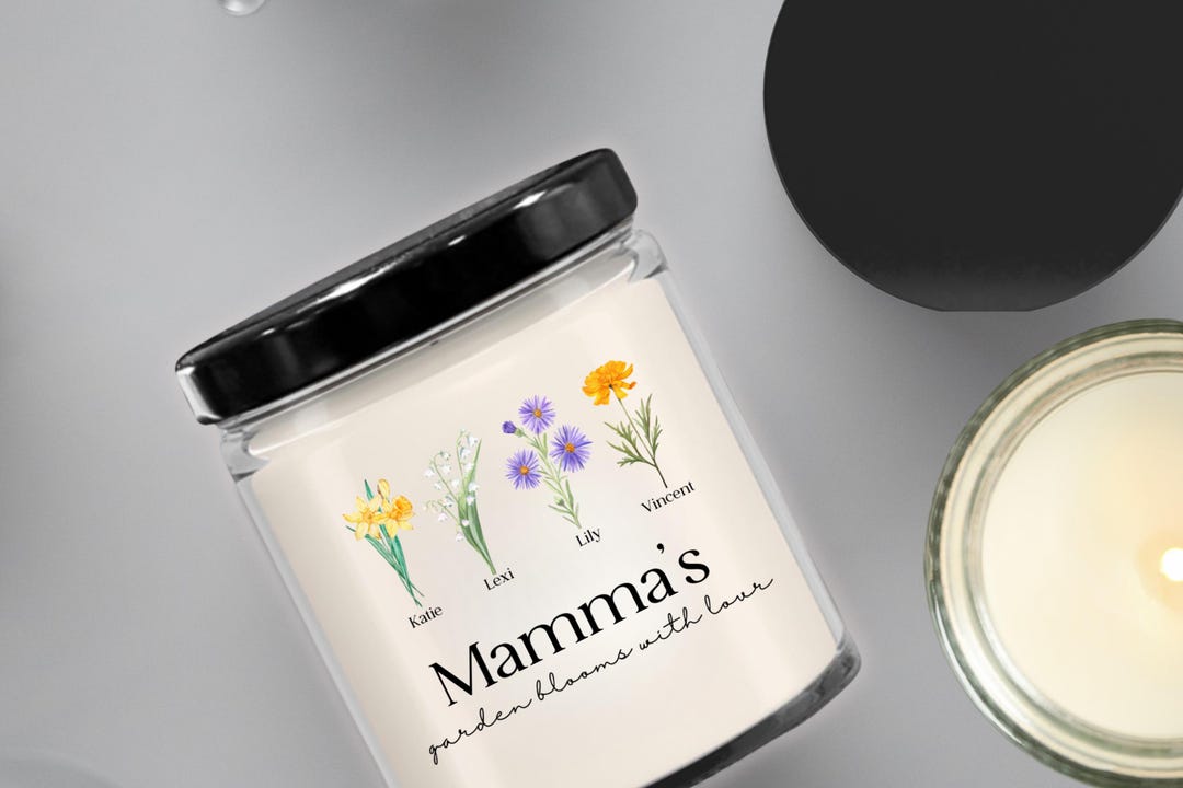 Mommy's Garden Blooms With Love Personalized Candle With Kids Names and ...