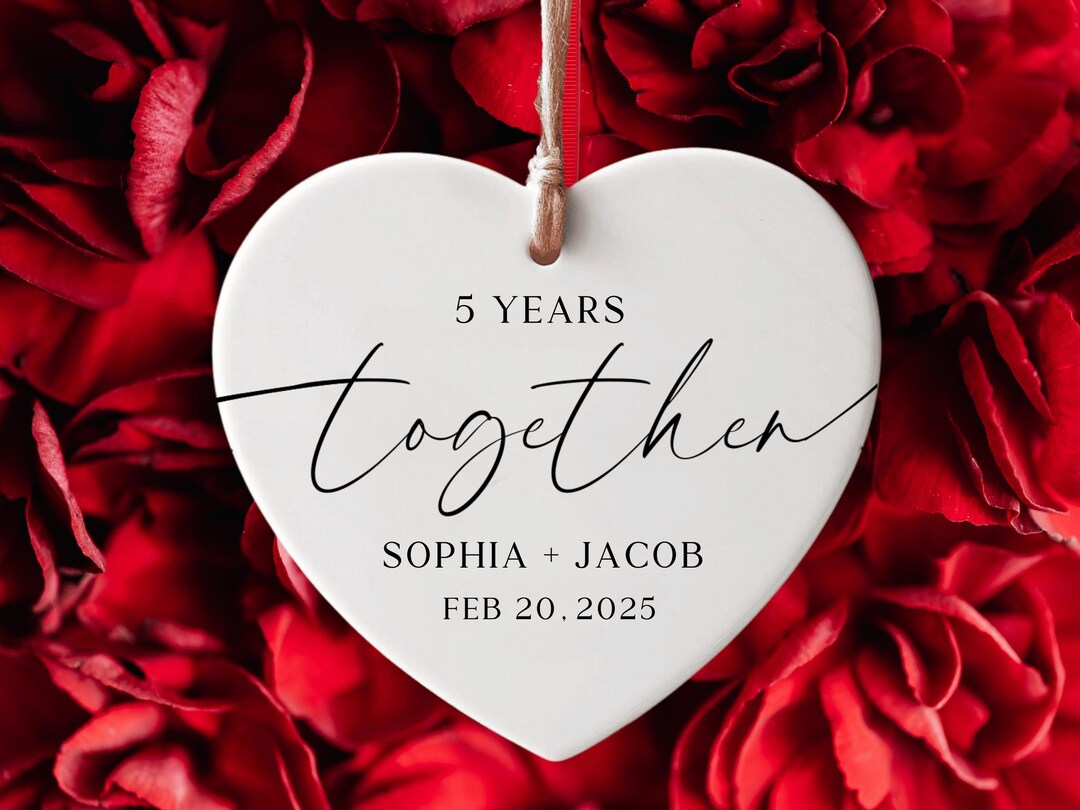 5 Years Together Anniversary Personalized Husband and Wife Heart Shaped ...
