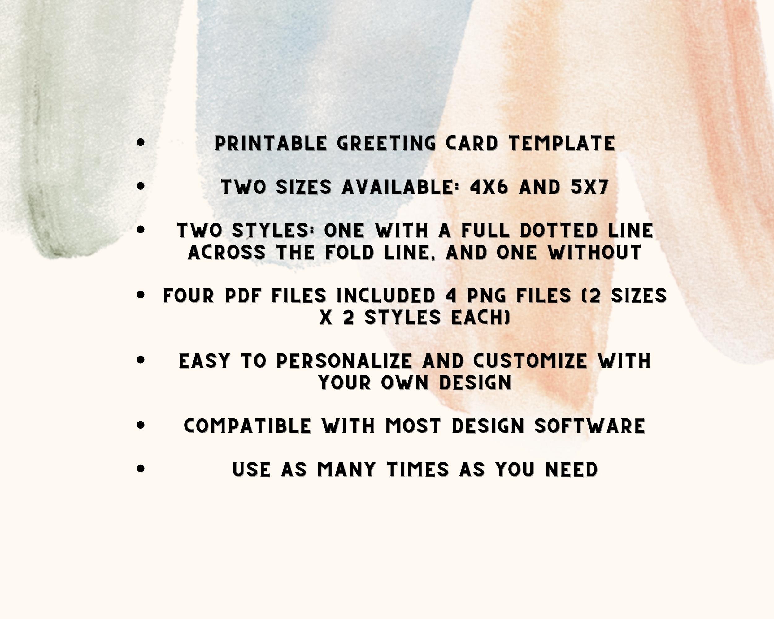 Printable Greeting Card Template | DIY Design | 4x6 and 5x7 Sizes ...