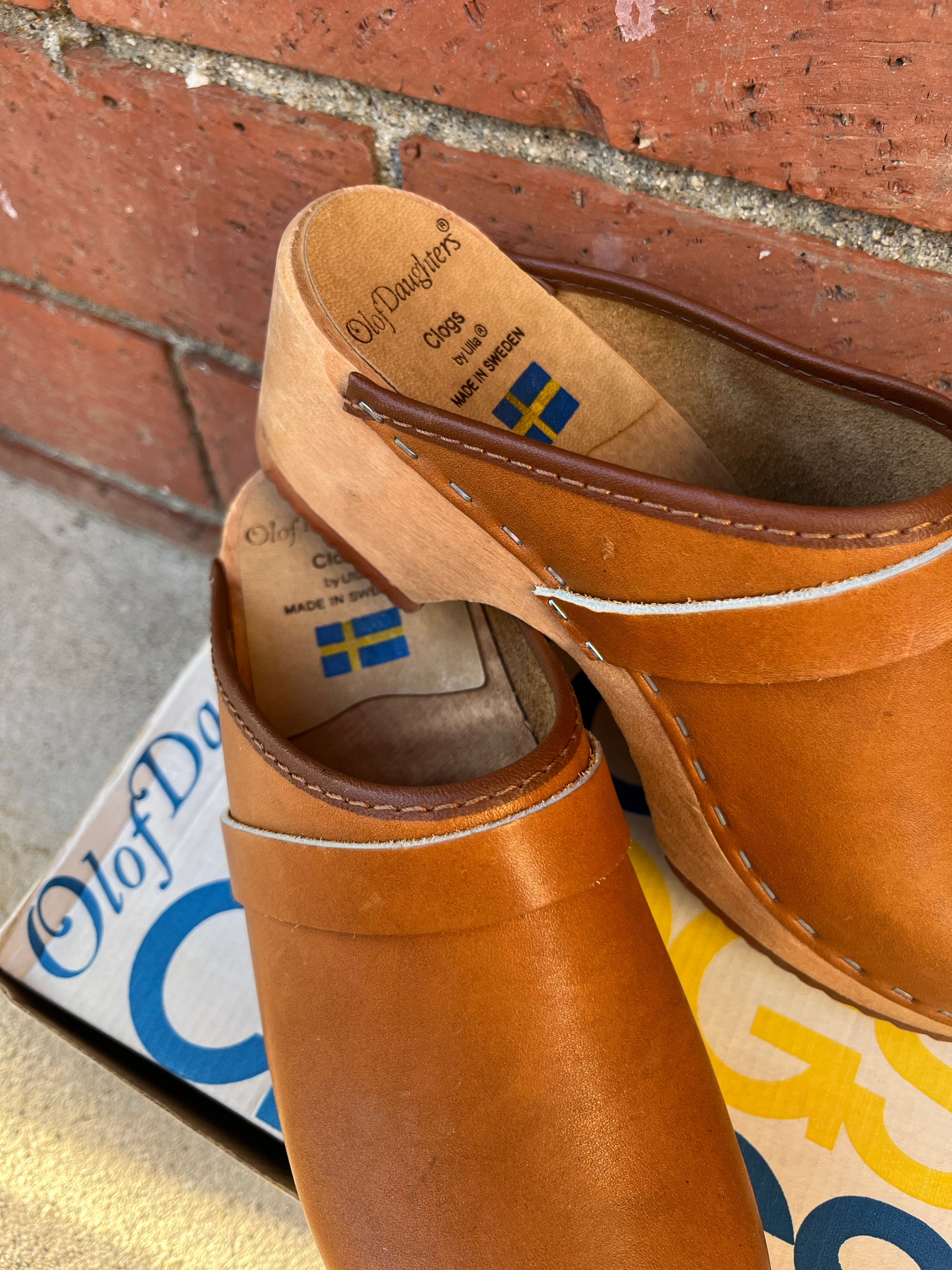 Olof Daughters Ulla Leather and Wood Clogs Made in Sweden Women's Size ...
