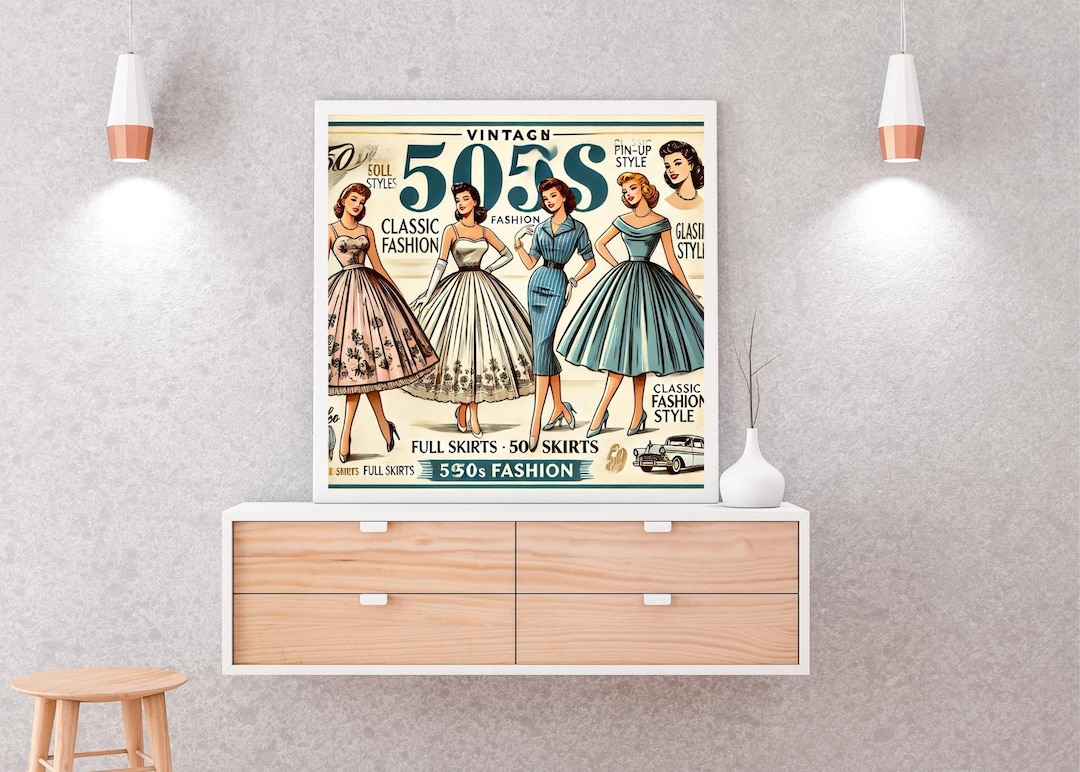 1950s Retro Fashion Inspired Moder Wall Art - Etsy