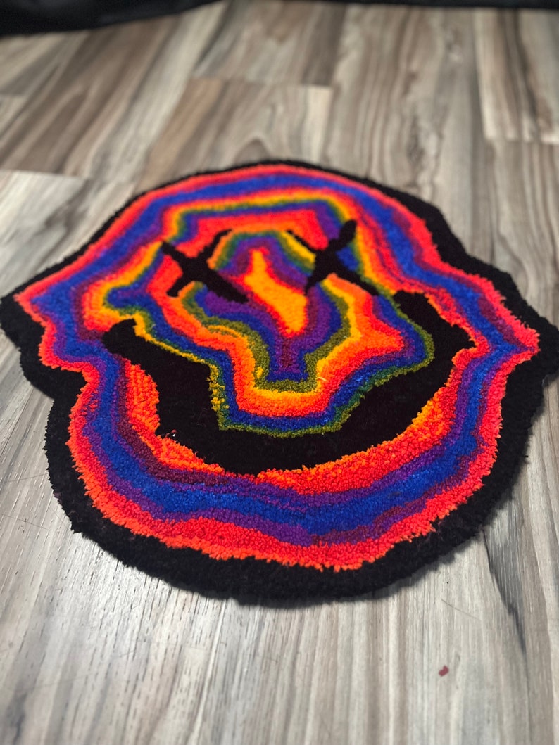 Trippy Smiley Face Hand Tuffed Rug - Etsy