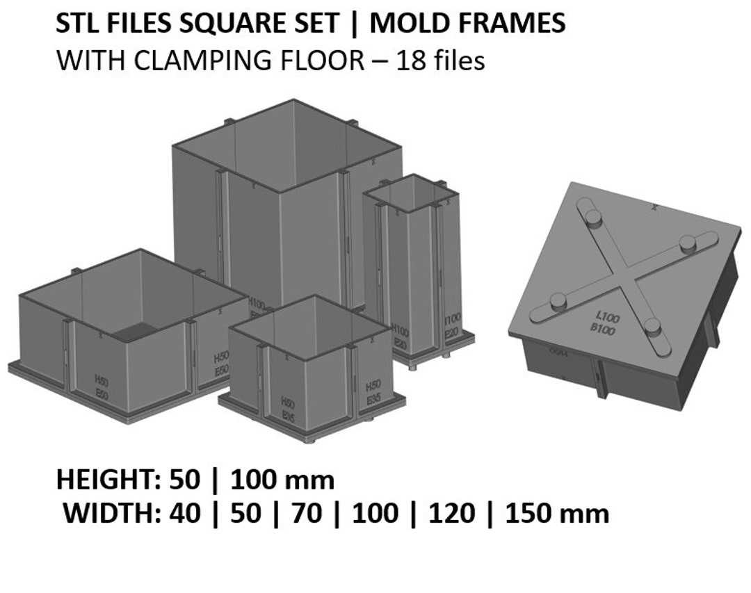 3D Files | SQUARE Mold Frame Set | Silicone Mold Makers | Reusable Mold ...