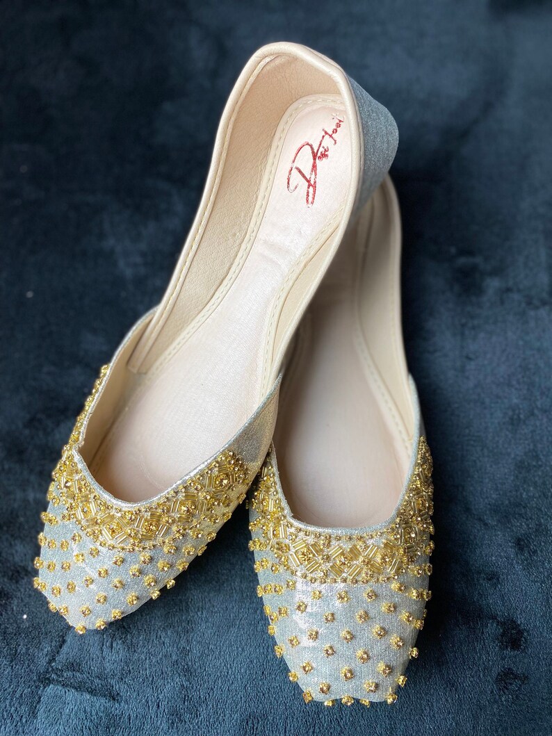 Diamond Studded Gold Khussa Jutti Indian Pakistani Punjabi - Etsy