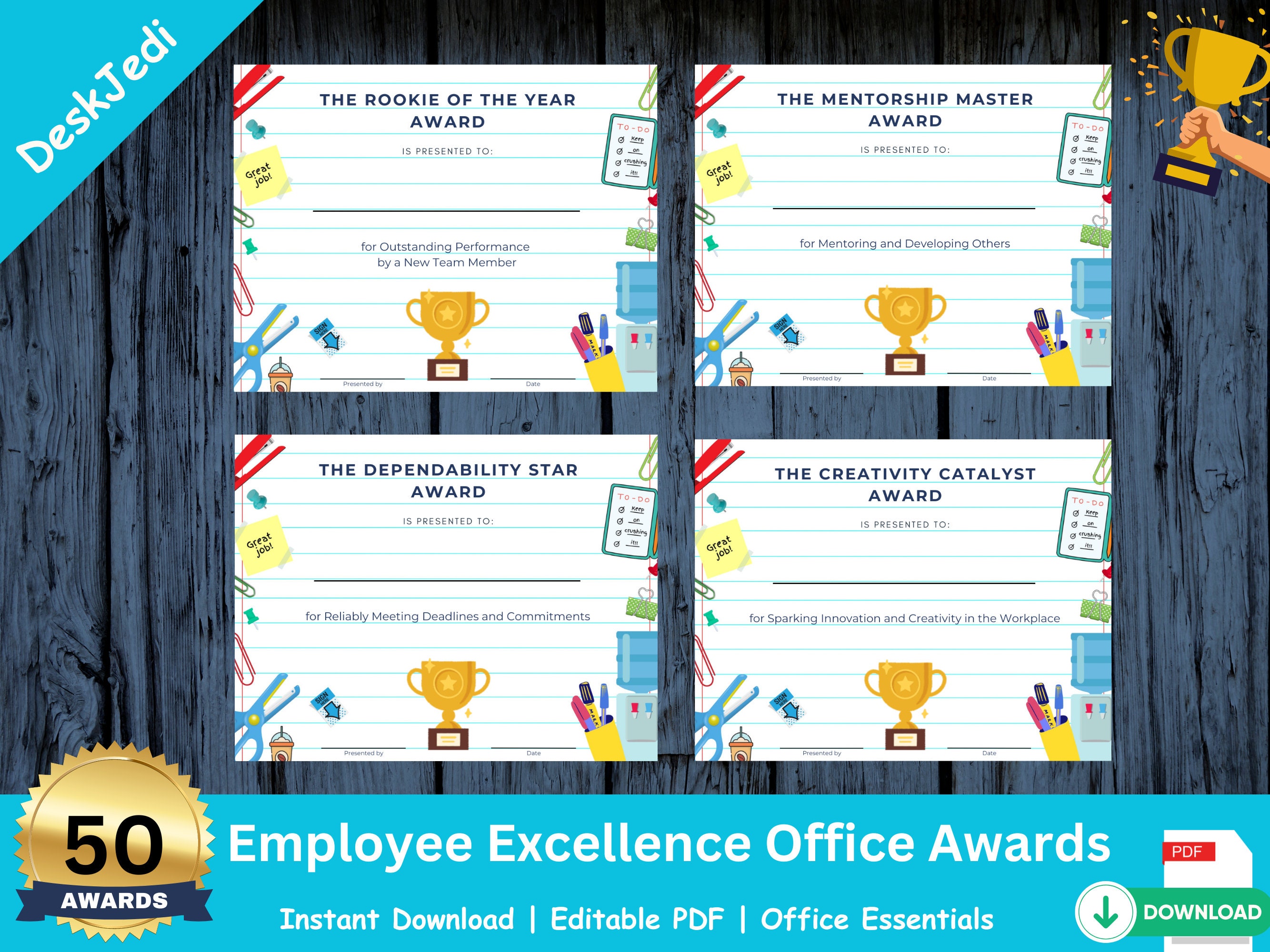150 Ultimate Employee Office Award Certifcates + 8 Blank Award ...