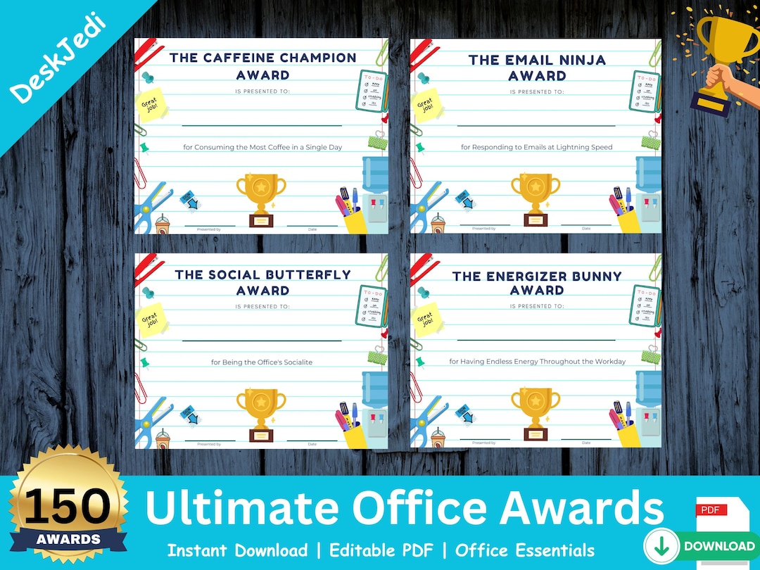 150 Ultimate Employee Office Award Certifcates + 8 Blank Award ...