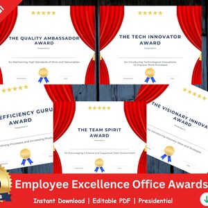 50 Employee Excellence Printable Certificate Office Awards - Boost ...