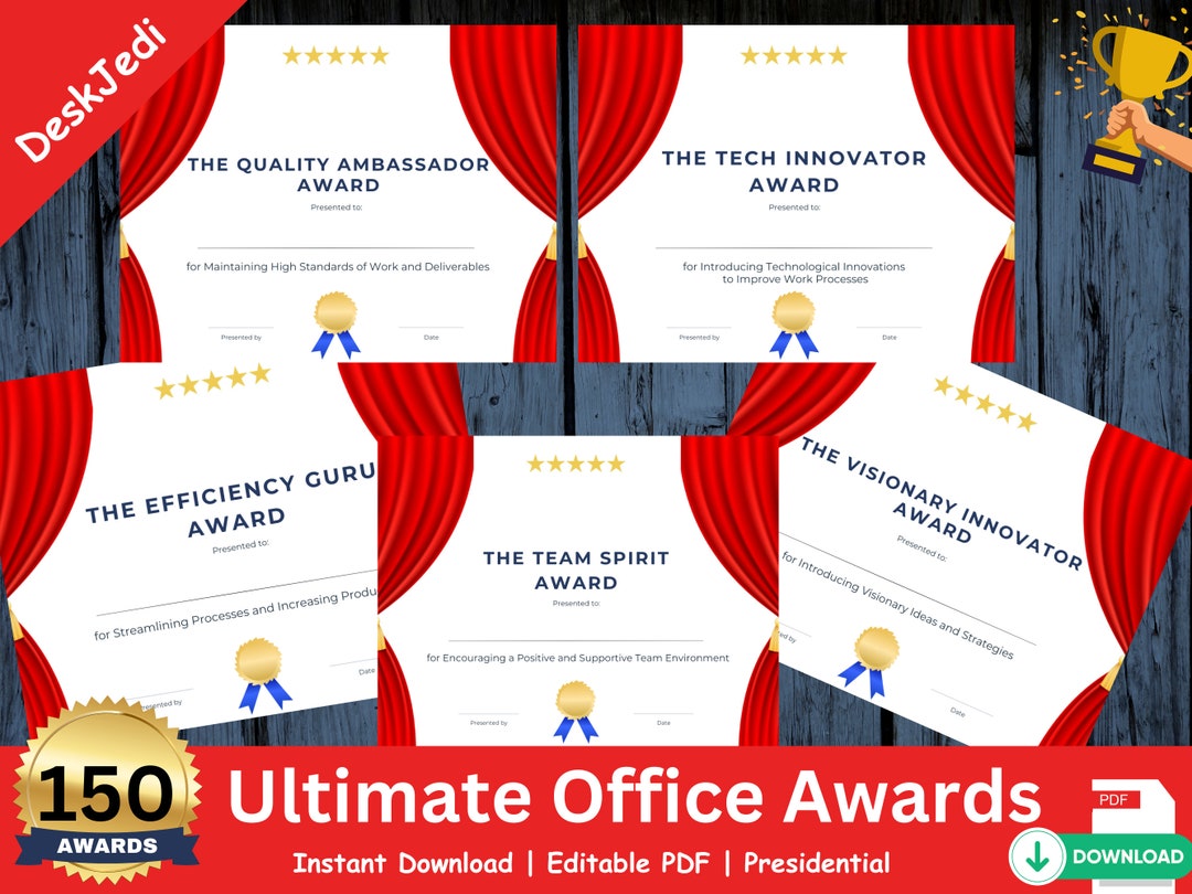 150 Ultimate Office Awards Bundle + 8 Blank Award Printable ...