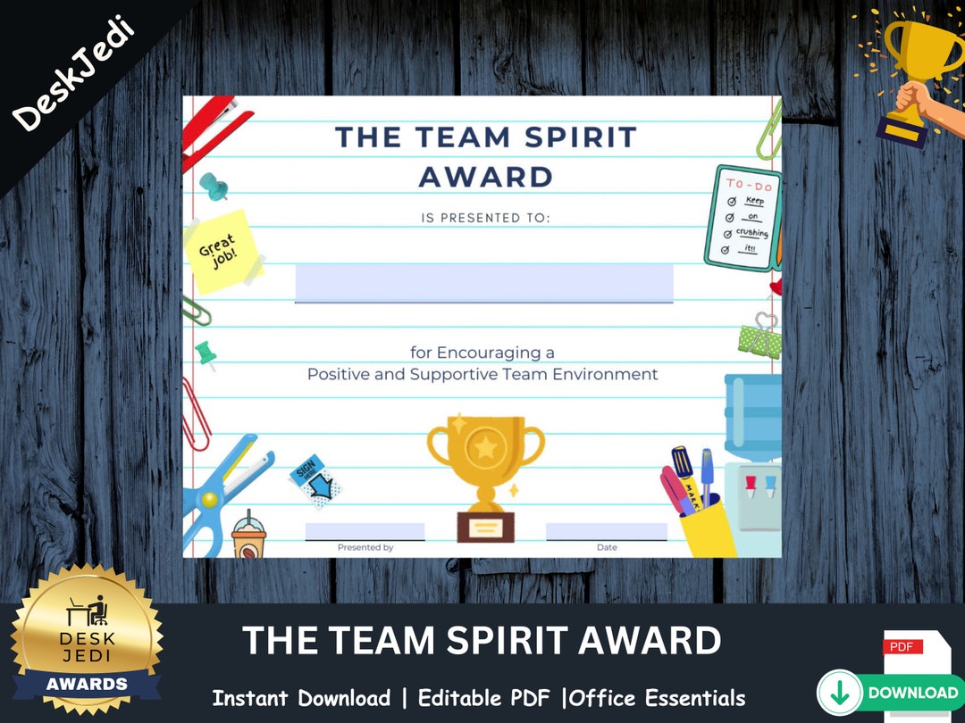 The Team Spirit Award - Guaranteed to Boost Workplace Morale ...