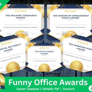 50 Funny Office Awards - Printable Certificates | Boost Morale ...