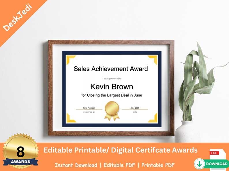 8 Editable Certificate Award Templates for Work or School - Etsy