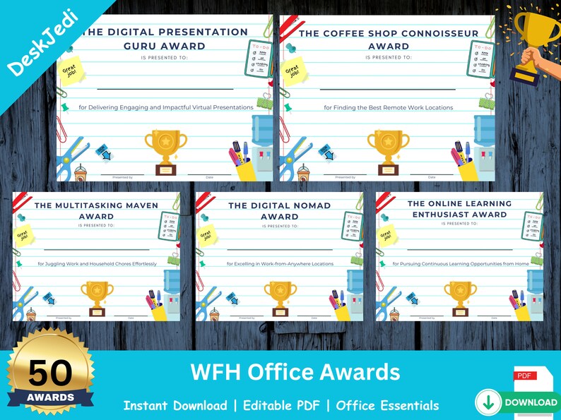 150 Ultimate Employee Office Award Certifcates 8 Blank Award Templates ...