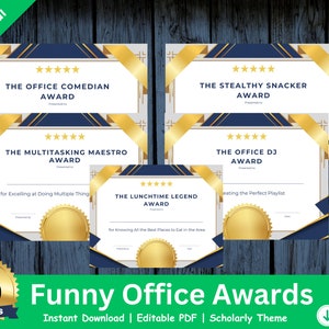 50 Funny Office Awards - Printable Certificates | Boost Morale ...