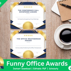 50 Funny Office Awards - Printable Certificates | Boost Morale ...