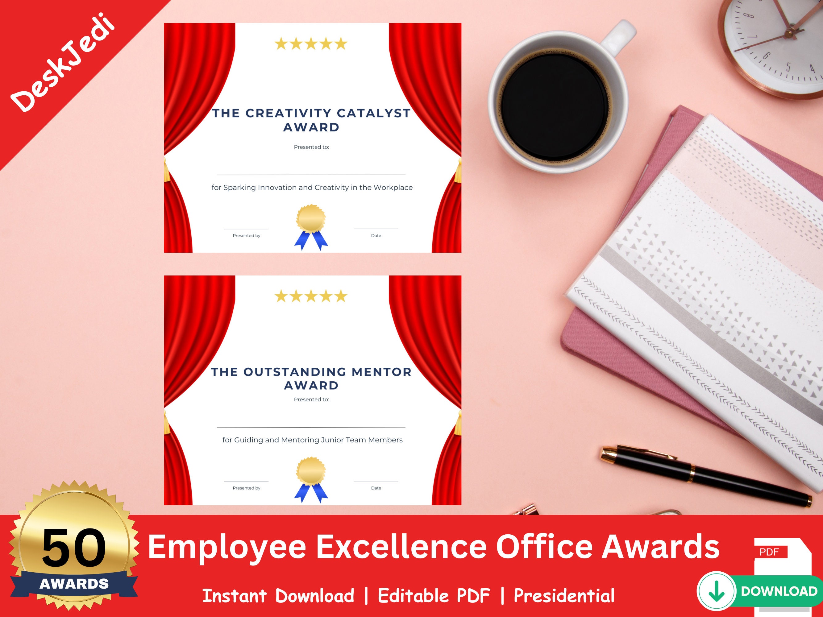 50 Employee Excellence Printable Certificate Office Awards - Boost ...