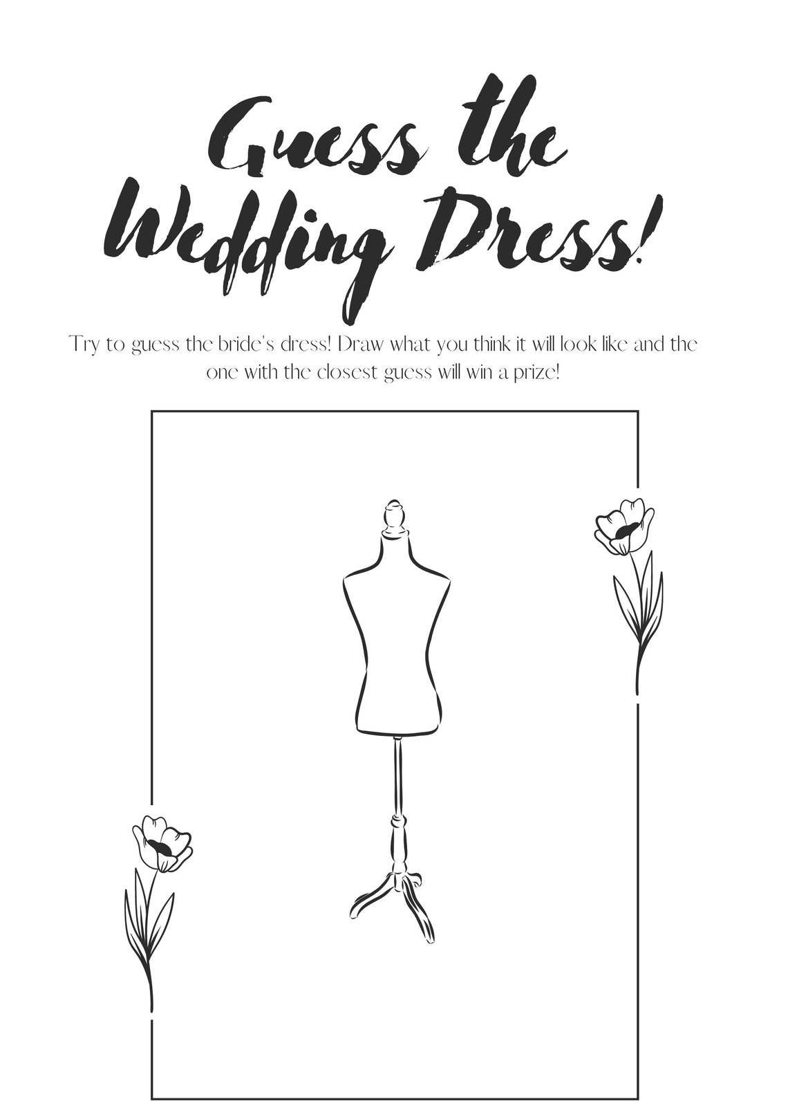 Guess the Dress Bridal Shower Game. Printable Bridal Shower Games ...