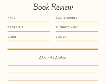 Book Review Template, A4 PDF Printable, Reading Tracker - Etsy