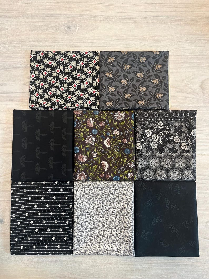 8 PC Fat Quarter Bundle, Black, Dark Grey Color Quilt Fabric Bundle - Etsy