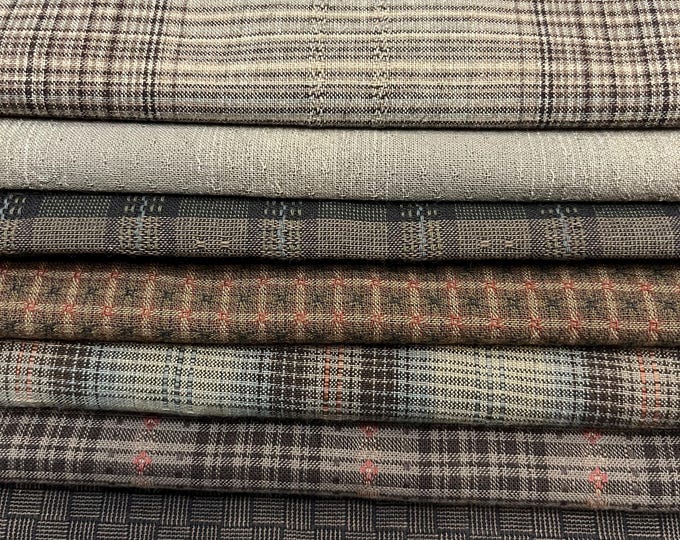 Japanese Yarn Dyed Fabric Set of 7 Fat Eighth Bundle Japanese Fabrics ...