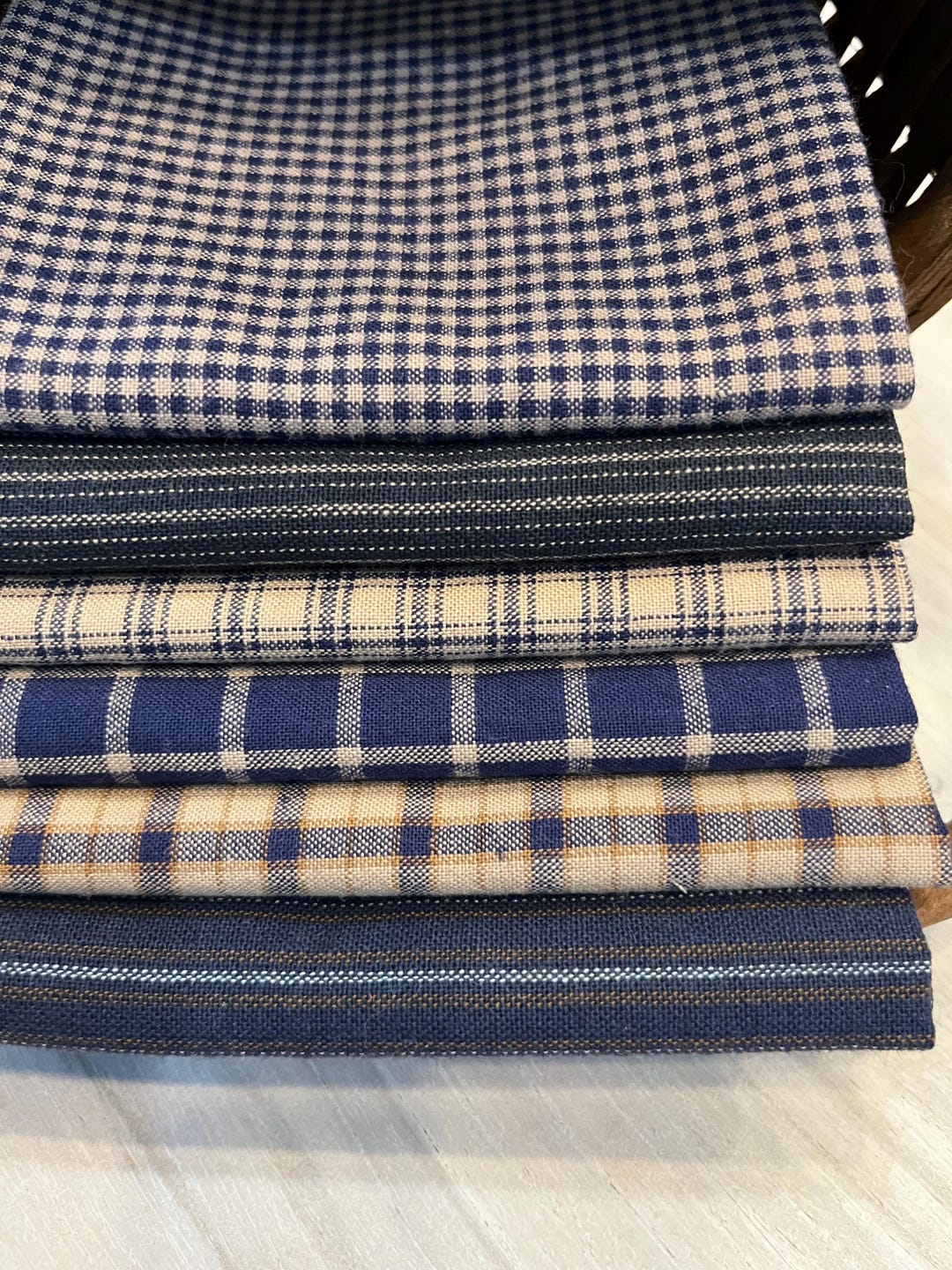 Japanese Yarn Dyed Fabric Set of 6 Fat Quarter Bundle Japanese Fabrics ...