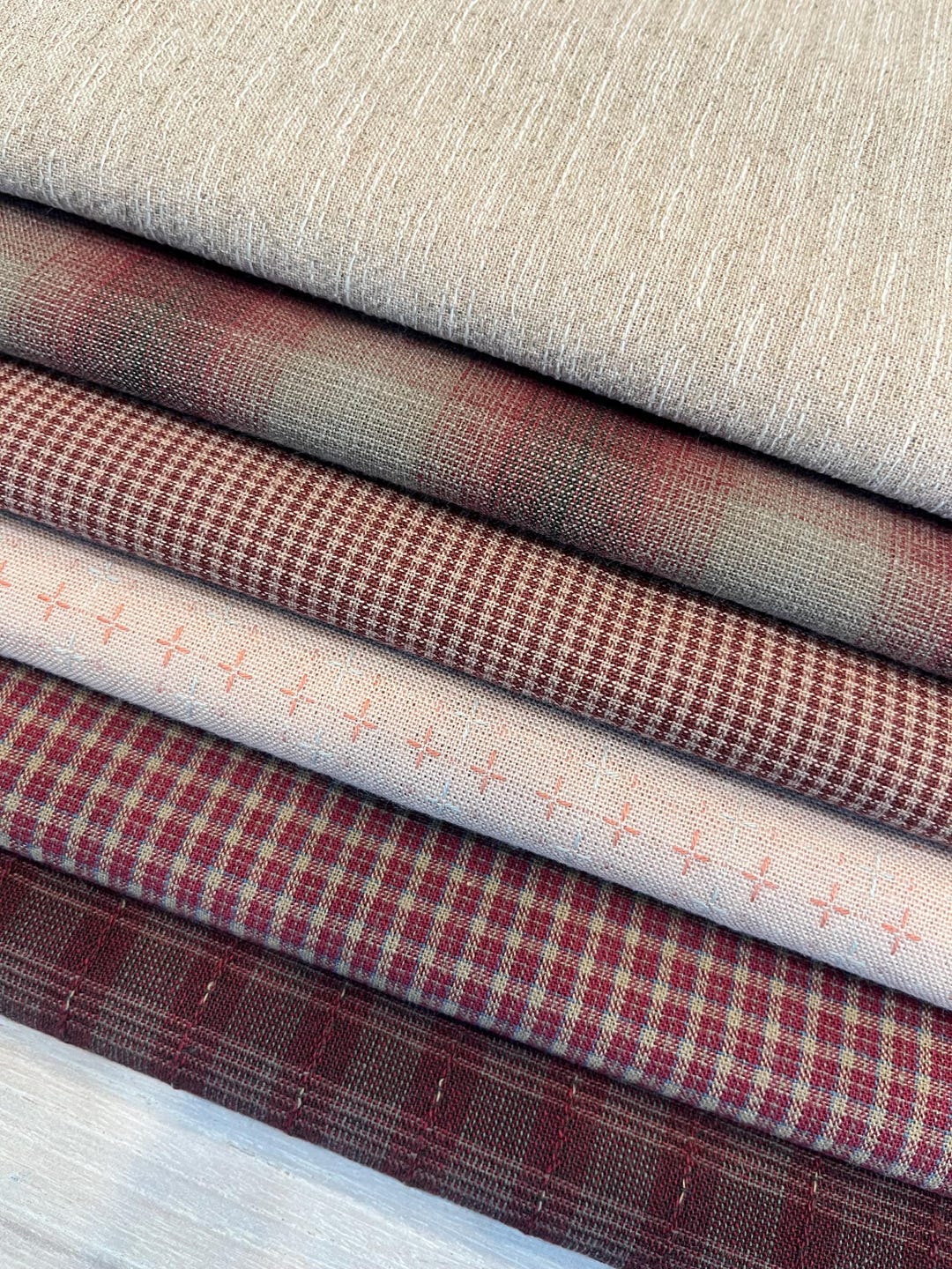 Japanese Yarn Dyed Fabric Set of 6 Fat Eighth Bundle Japanese Fabrics ...